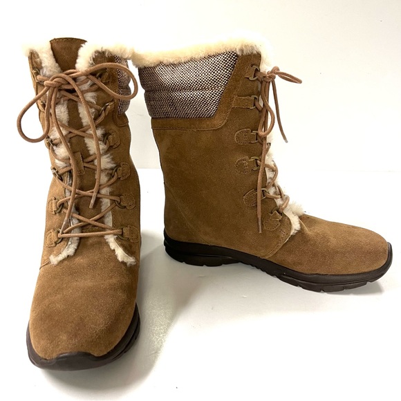 Abeo | Shoes | Abeo Lite Kiana Tan Suede Boots With Shearling Lining ...